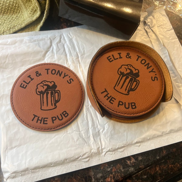 Personalized Bar Coasters, Set of 6 Coasters With Bar Name and Beer Mug ...