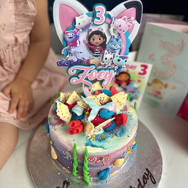Personalised Gabby Dollhouse Cake Topper 3D With Name and Age - Etsy