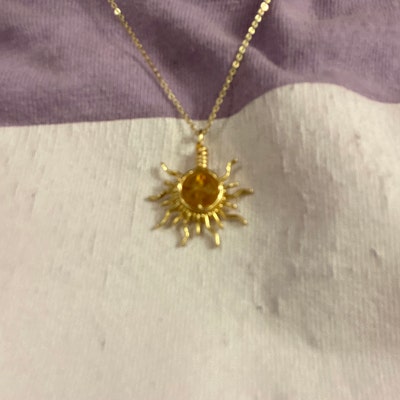 Sun Necklace/ Wire Wrapped Sun/ Handmade Wire Wrapped Sun /crystal ...