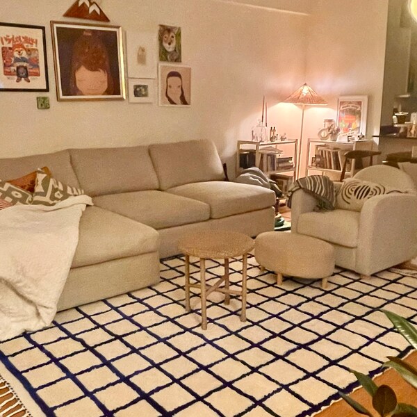 GRID RUG,MOROCCAN Rug, Handmade Rug, Berber Rug, Beni Ouarain Rug ...