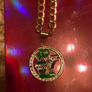 10K Solid Yellow Gold Puerto Rico Gold Charm Pendant With Souvenir ...