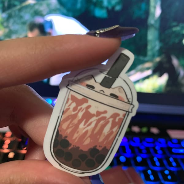 Boba Cat Sticker Set | Cute Cat Sticker Waterproof Durable Stickers ...