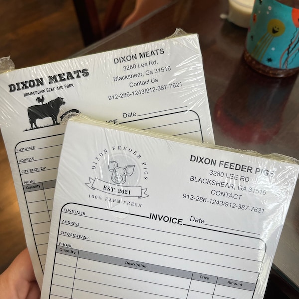 Custom 2-part Invoice Form 8.5 X 5.5 Inches - NCR 2-part Personalized ...