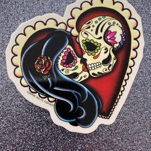Ashes Sticker Day of the Dead Lovers Sugar Skull Kissing Couple Clear ...