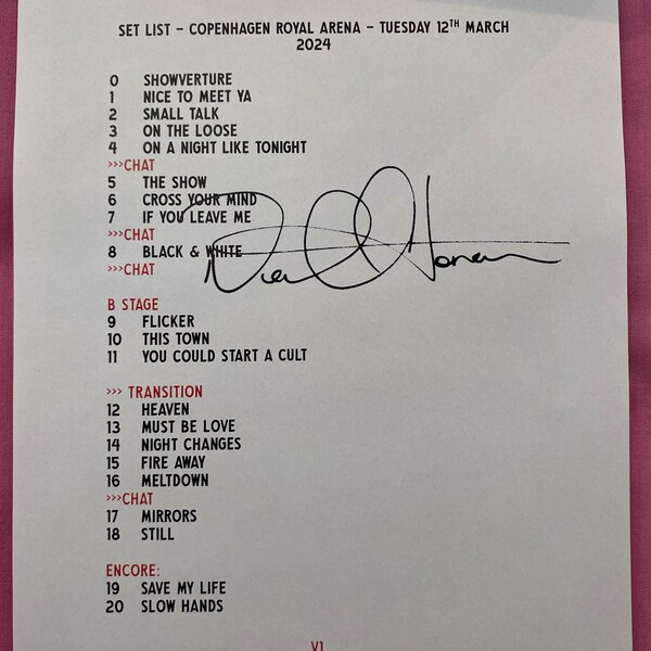 READ DESCRIPTION the Show: Live on Tour Setlist UNSIGNED - Etsy