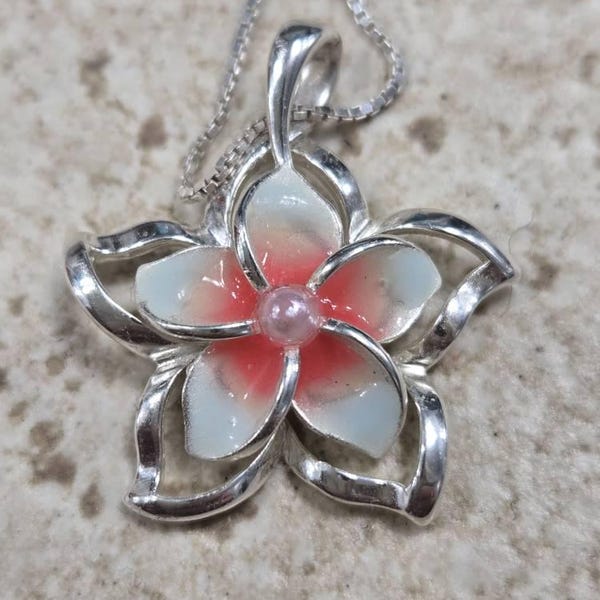Plumeria Necklace, Hawaiian Flower Jewelry, 925 Sterling Silver - Etsy
