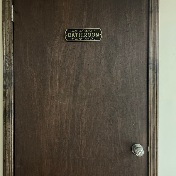 Bathroom Sign, Antique Style, Cast Iron, 10" Wide, 3" Tall, Available ...