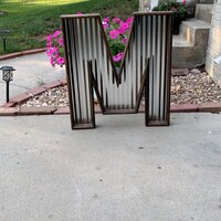 Large Metal Letters, 3D Rustic, Chunky Thick Metal Initials, Stained or ...