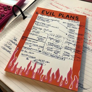 Evil Plans Notepad 5x7 50 Sheets List Shopping Pad Illustration ...