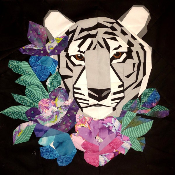 Floral Big Cats - Tiger Foundation Paper Piecing Pattern - Etsy