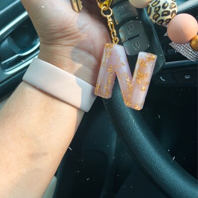 Custom Initial Keychain Pastel & Gold Letter Keychain - Etsy