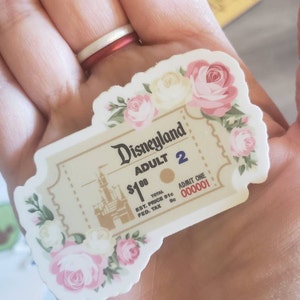 Disneyland Admission Ticket Sticker/ Retro Floral Disney Laptop ...