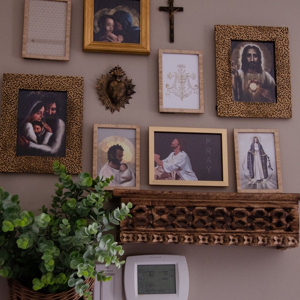 Marian Floral M Art Print, Catholic Marian Art Print, Catholic Wall Art ...