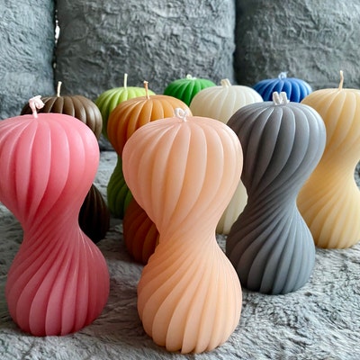 Cylindrical Tall Pillar Candle Molds, Ribbed Aesthetic Twist Silicone ...