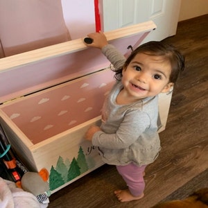 Toy Box Rolling Toy Box Toy Bin Kids Toy Chest Wood Toy Box Toy Box on ...