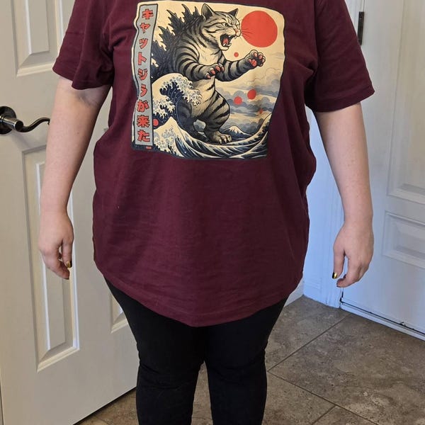 Catzilla Graphic Tee Shirt Design Monster Cat Godzilla Parody Japanese ...