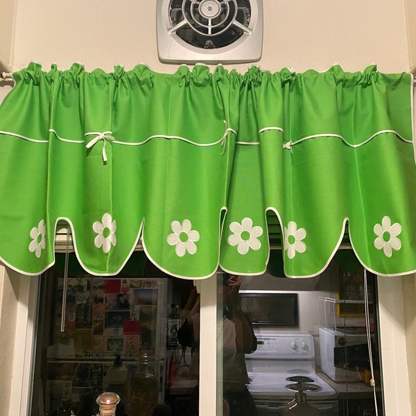 Vintage Floral Sheer White Valance Curtain, Translucent Cafe Curtain ...