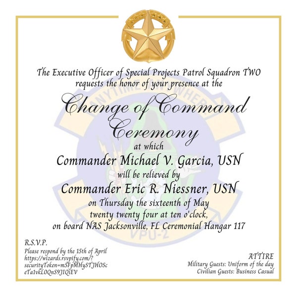 Covers From Chief commissioning Ceremony Invite Military Invitation ...