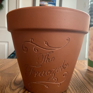 Etched Planter Custom Engraved Carved Terra Cotta Flower Pot With ...