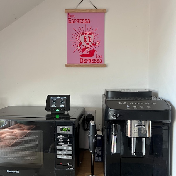 More Espresso Less Depresso Print, Coffee Kitchen Wall Art Poster ...
