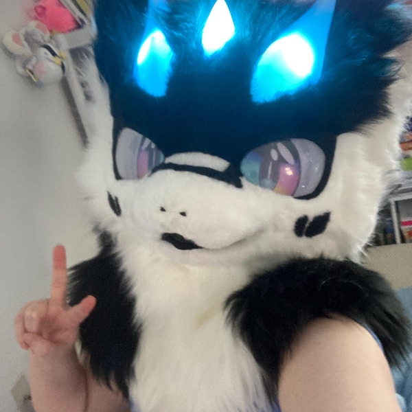 Fursuit Mask, Glowing Horned Dragon, Wicker Beast, Glowing Dragon ...