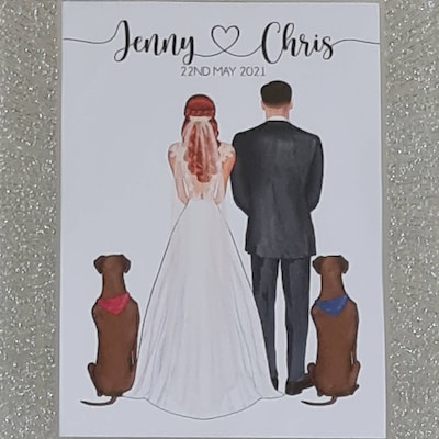 Personalised Wedding Print With Dog, Wedding Print Pets, Wedding Poster ...