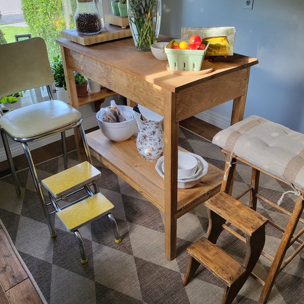 Big Kitchen Work Table/island With Butcher Block or Pine Top. + 3 Big ...