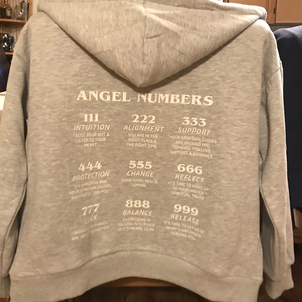 Angel Numbers Chart SVG - Angel Number Hoodie Design, Angel Wing, Lucky ...