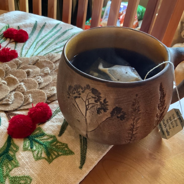 Handmade Ceramic Botanical Mug || Pottery Mug Handmade Nature Ceramic ...