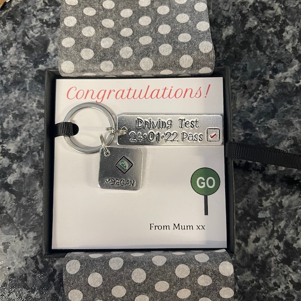 Driving Test Keyring, First Car Gift With Name and Date, Driving Test ...