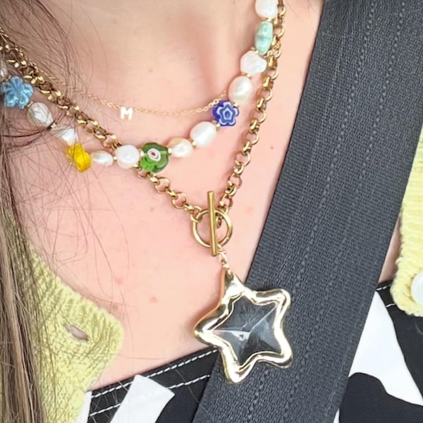 Star Pendant Necklace, Chunky Star Pendant Necklace, Large Star Pendant ...