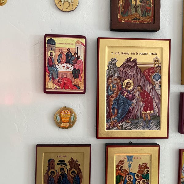 Handmade Mounted Icon | the Annunciation. Conception of Christ by the ...