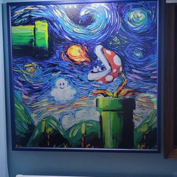 Van Gogh Mario Printed, Van Gogh Canvas Art, Modern Starry Night ...
