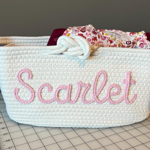 Custom Baby Shower Name Basket,personalized Baby Name Cotton Basket ...
