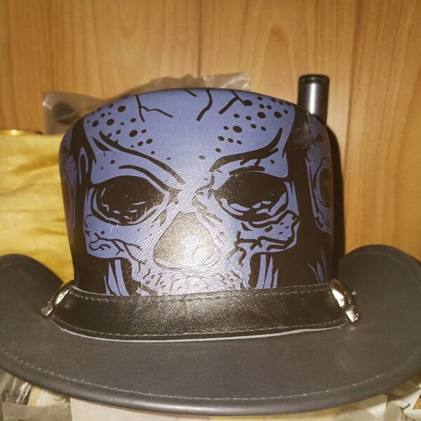 Steampunk Chopper Cross Leather Black Motorcycle Top Hat Biker - Etsy