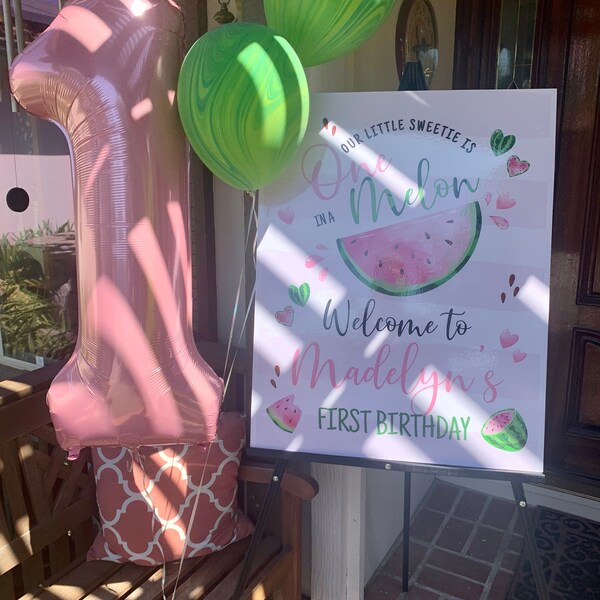 Editable Watermelon Welcome Sign, Pink One in a Melon Welcome Sign ...