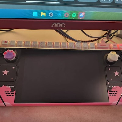 Crescent Moon Steam Deck Skin, Cute Pink Night Sky Stars Clouds ...