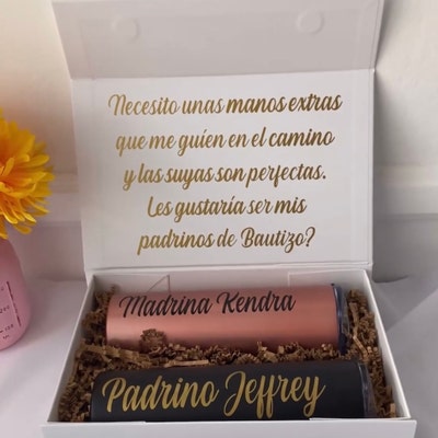 Caja De Padrinos Quieren Ser Mis Padrinos Godparents Tumbler Box God ...