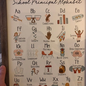 School Principal Alphabet Print Administrator Gift Administrative Wall ...