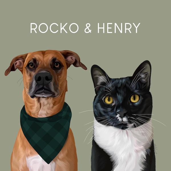 Custom Pet Drawing, Digital Drawing Pet Personalised Pet Drawing ...