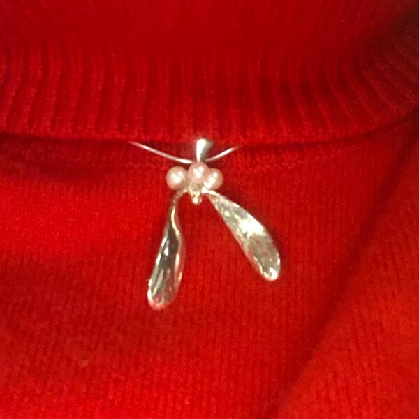 Silver Mistletoe Pendant Mistletoe Necklace With Moonstone Sterling ...