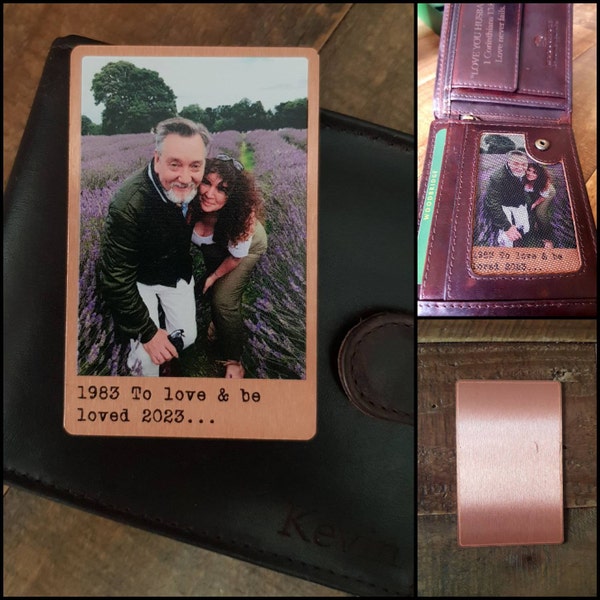 Personalised Solid Copper Wallet Photo Card, Wallet Insert, Wallet Card ...