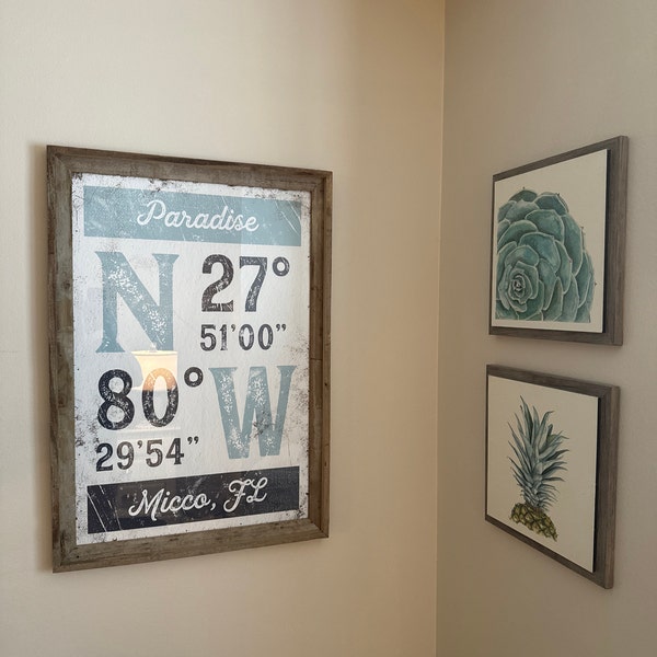Vintage Latitude & Longitude Wall Art > Tide Blue and Hale Navy GPS ...
