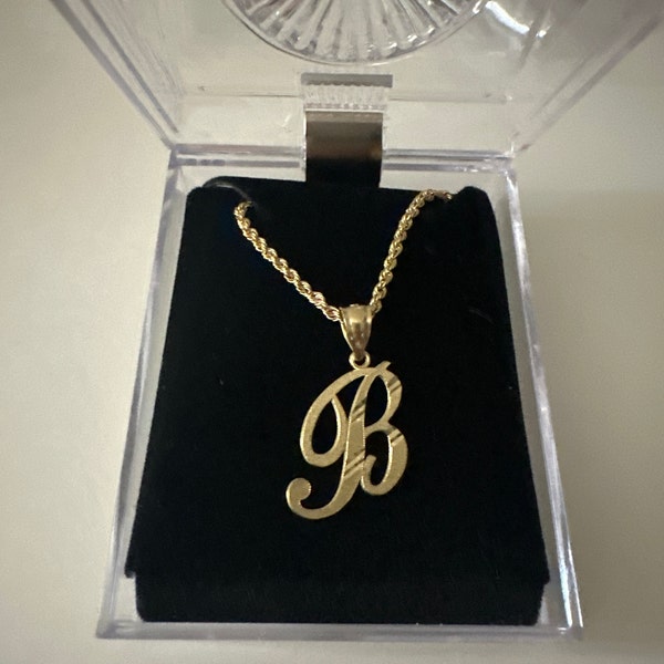 10k Solid Gold Initial Pendant Necklace - Letter Jewelry Gift - Etsy