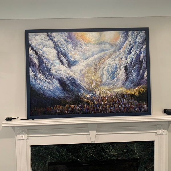 CHASSIDIC DANCE Judaica Contemporary Art PRINT on Canvas110x90cm Signed ...