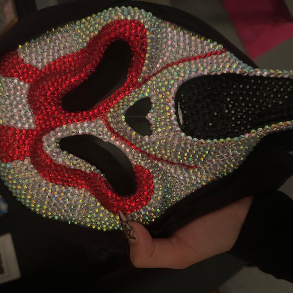 Ghostface Scream Crystal Bling Rhinestone Mask With Dripping Blood - Etsy