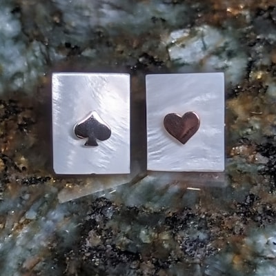 Card Suit Stud Earrings in Sterling Silver, Poker Set Earrings, Rose ...
