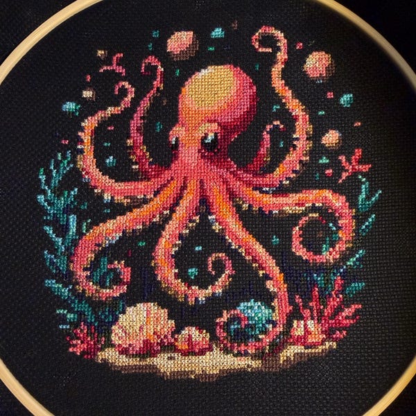 Octopus Cross Stitch Pattern - Whimsical Sea - Etsy