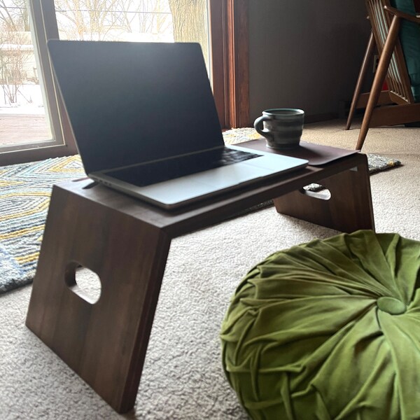 Wooden Foldable Laptop Stand, Portable Lap Desk, Laptop Bed Tray ...