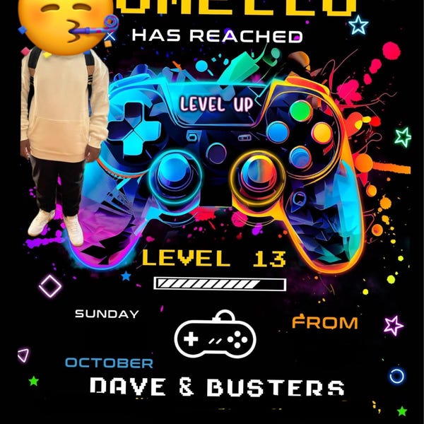 Editable Video Game Birthday Invitation, Printable Neon Glow Boy Gamer ...